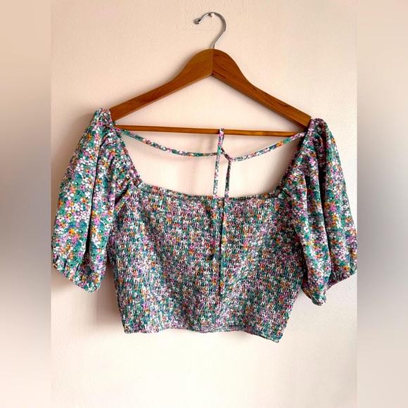 Newbury Kustom | Tops | Whimsical Fairy Puff Sleeve Green Floral ...